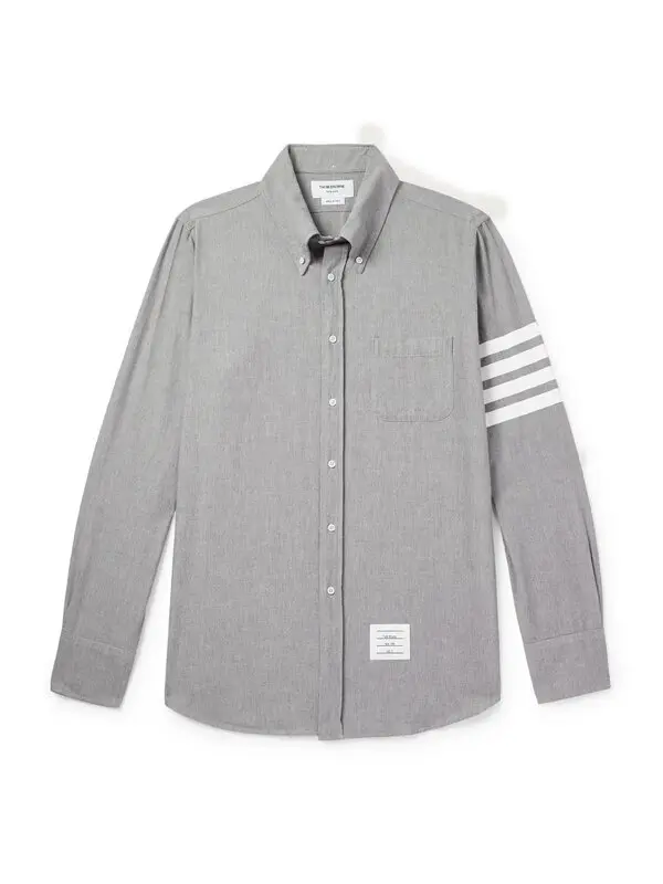 Thom Browne Button-down Collar Striped Cotton-chambray Shirt