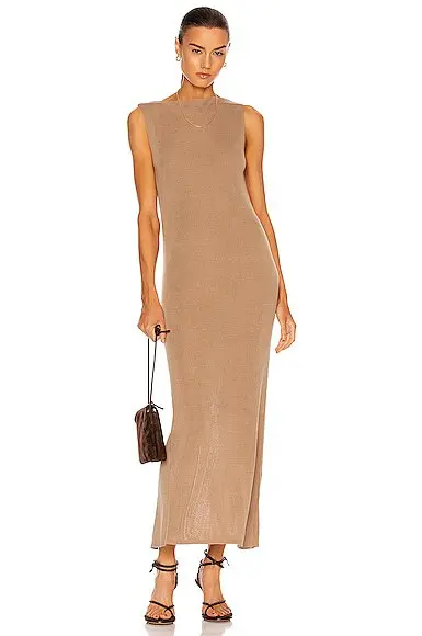 St. Agni Vas Knit Dress In Tan - Oak | Editorialist