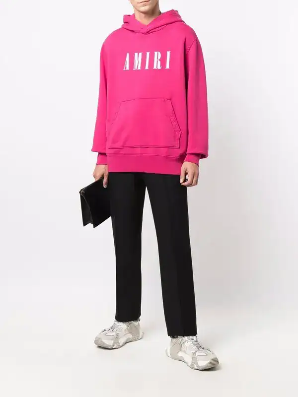 Amiri Logo-print Long-sleeve Hoodie - Pink | Editorialist