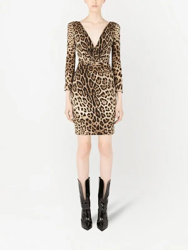 Dolce & Gabbana Leopard-print Mini Dress - Neutrals