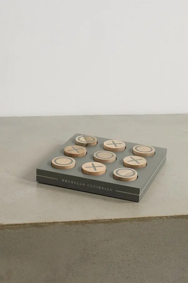 Brunello Cucinelli Walnut Wood And Krion Noughts And Crosses Set - Gray