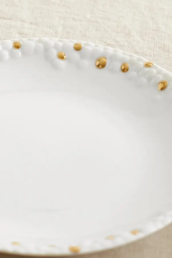 L'Objet Haas Brothers Mojave 17cm Gold-plated Porcelain Plate - White