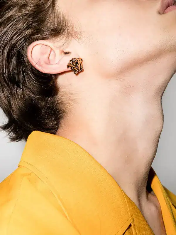 Versace Medusa Stud Earrings In Gold - 10% Off | Editorialist