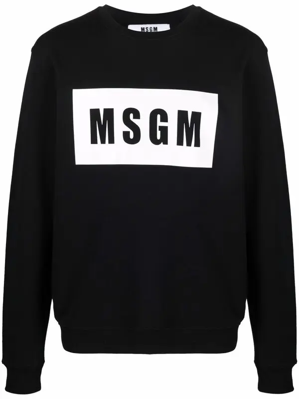 MSGM Logo-print Cotton Sweatshirt - Black