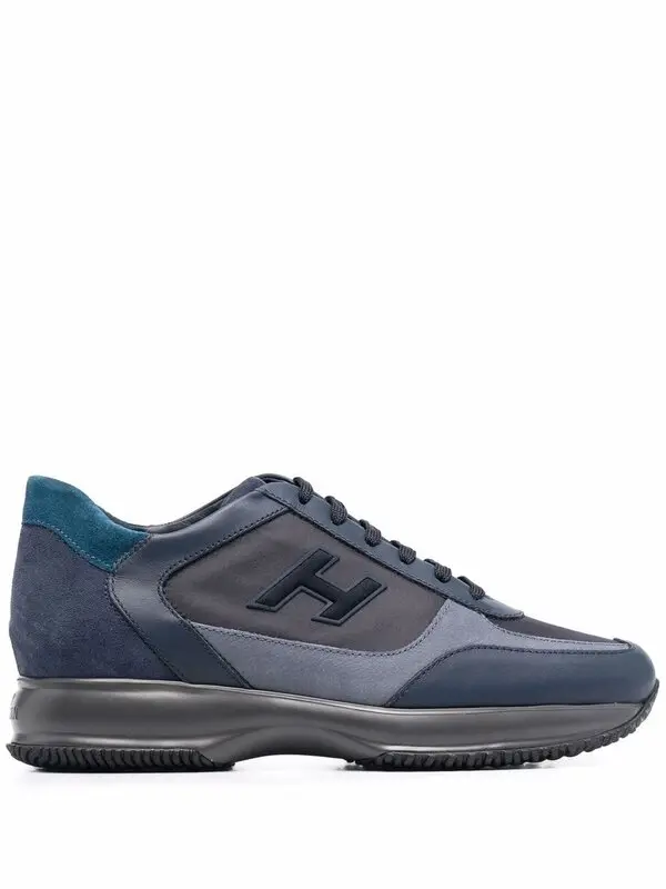 Hogan Panelled Suede-leather Sneakers - Blue