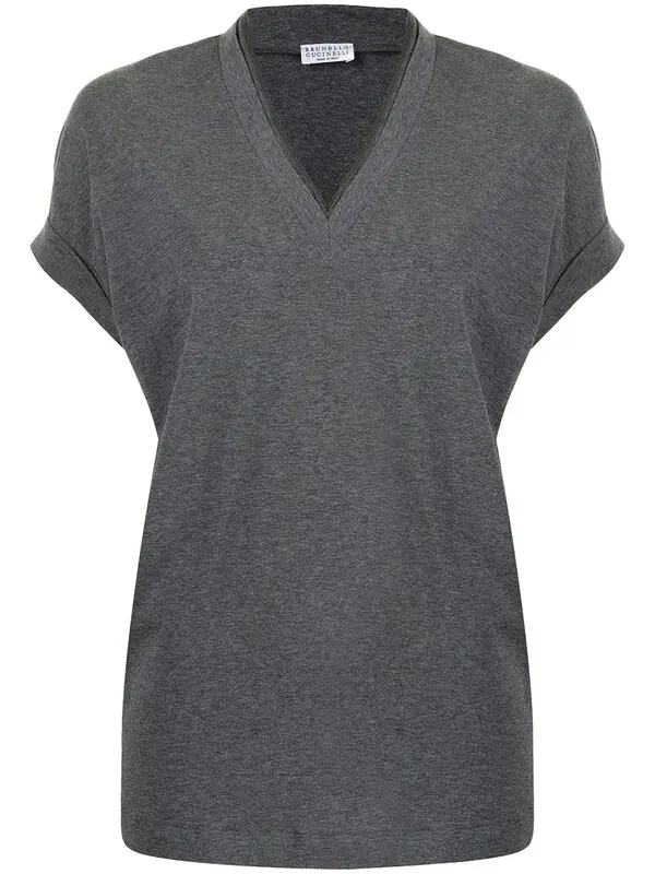 Brunello Cucinelli Cap-sleeve Knitted Top - Grey