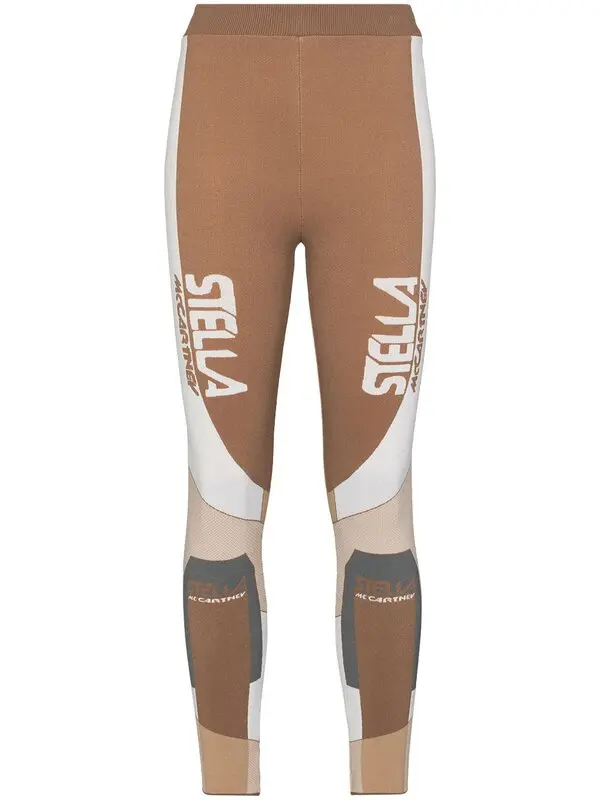 Stella McCartney Intarsia-knit Panelled Leggings - Neutrals