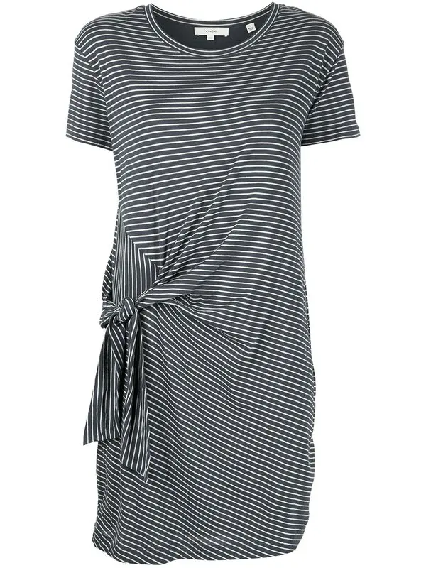 Vince Side-Tie Striped T-Shirt Dress In Blue - 40% Off | Editorialist