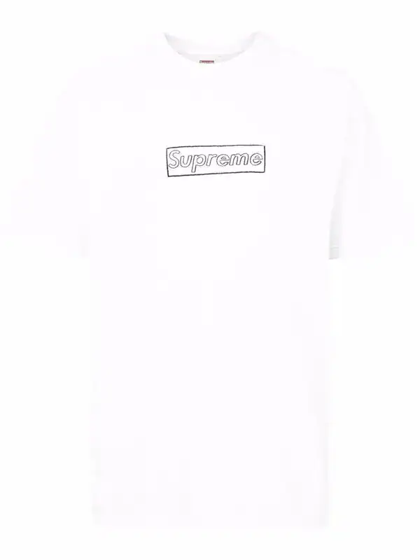 Supreme X Kaws Chalk Logo T-Shirt - White | Editorialist