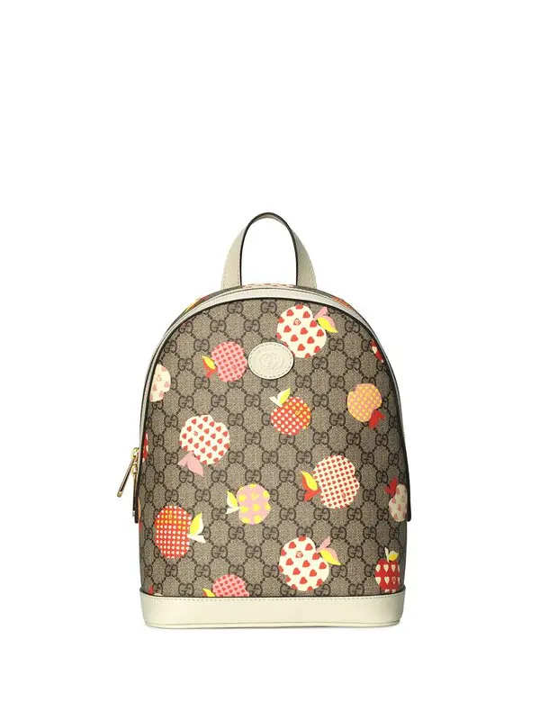 Gucci Valentine'S Day Apple-Print Backpack Neutrals Editorialist