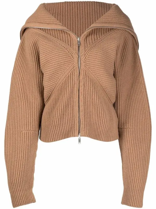 AMBUSH Folded-collar Zipped Cardigan - Neutrals