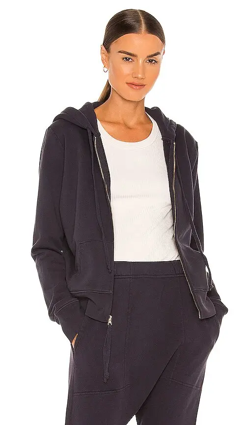 Nili Lotan Callie Zip Up Hoodie - Navy | Editorialist