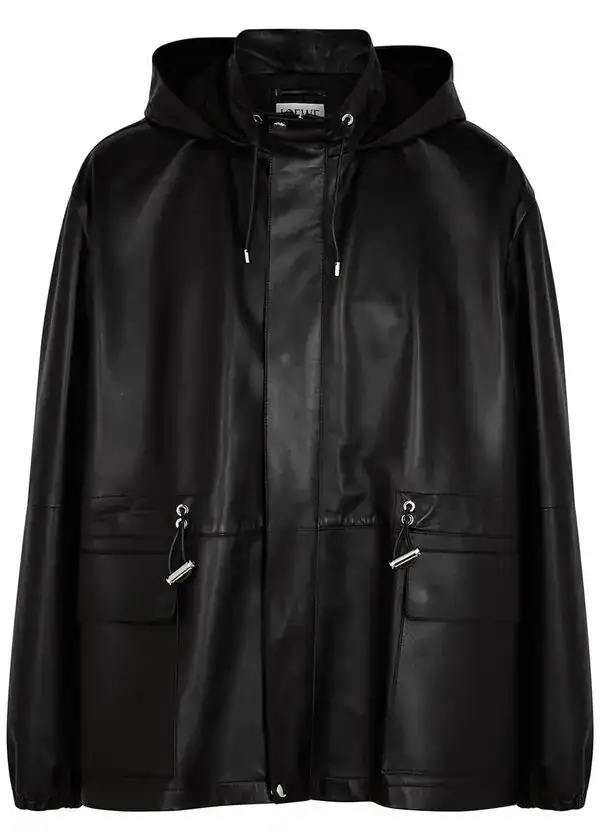 Loewe Hooded Leather Jacket - Black | Editorialist