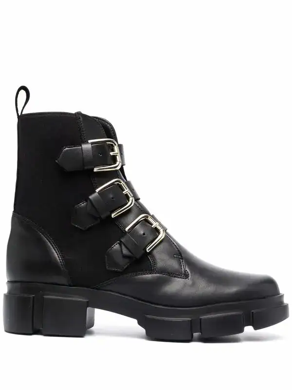 Pollini Black Leather Boots with Buckle - 41 Pollini boots leather in - Gem main image 4