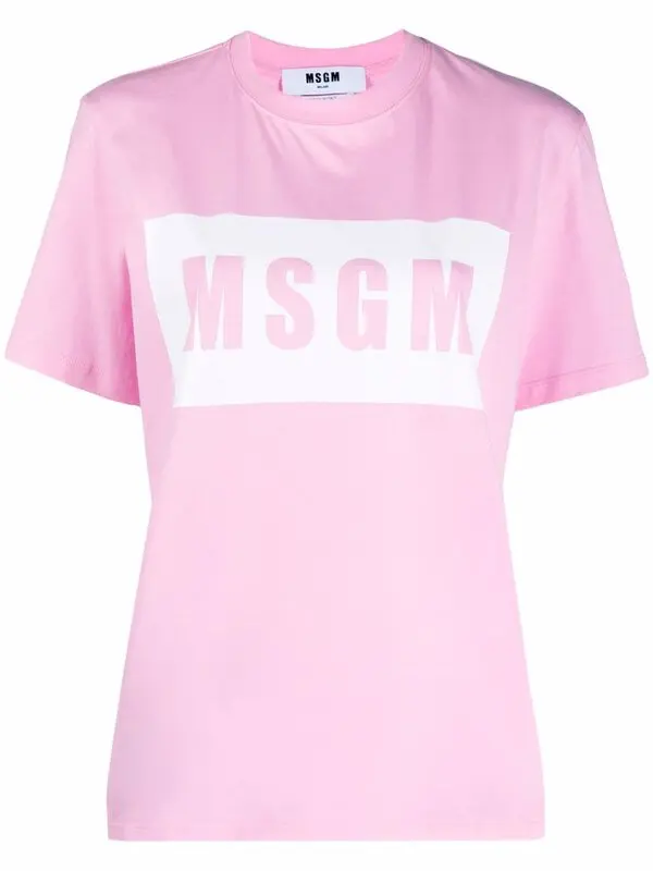 MSGM Logo-print Cotton T-shirt - Pink