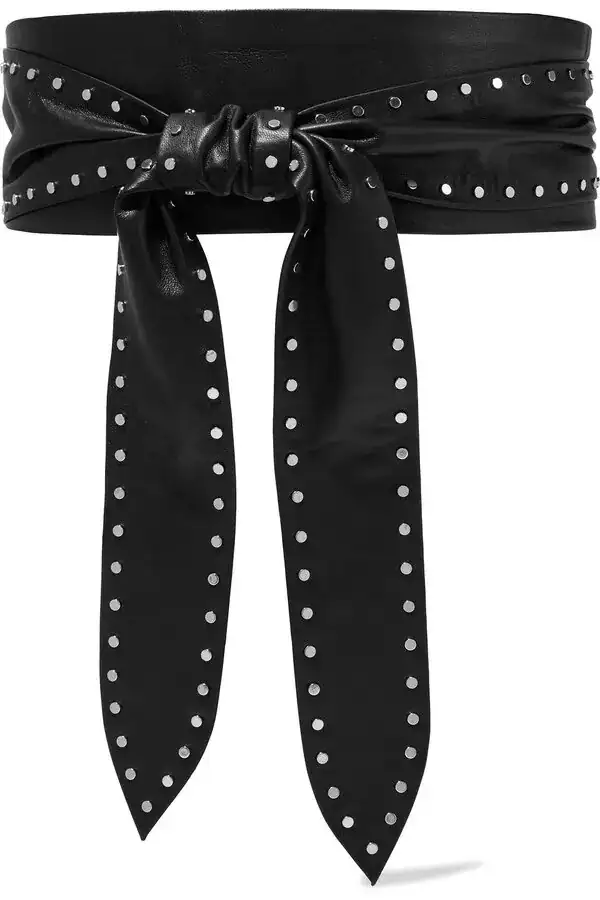 Iro Paris Belizara Studded Leather Waist Belt In Black - 55  display picture 3