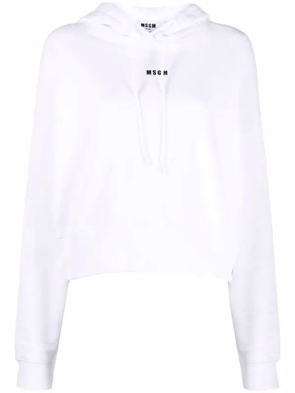 MSGM Logo-print Pullover Hoodie - White