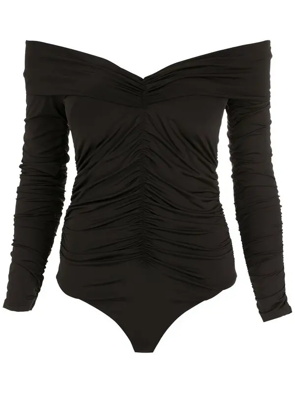 AMIR SLAMA Ruched Long-sleeves Bodysuit