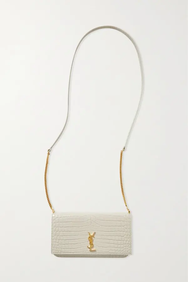 Saint Laurent Cassandre Strap Leather Phone Case - Cream
