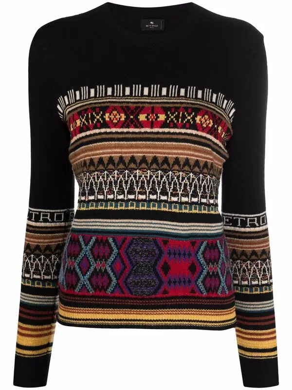 Etro Patterned Intarsia-knit Jumper