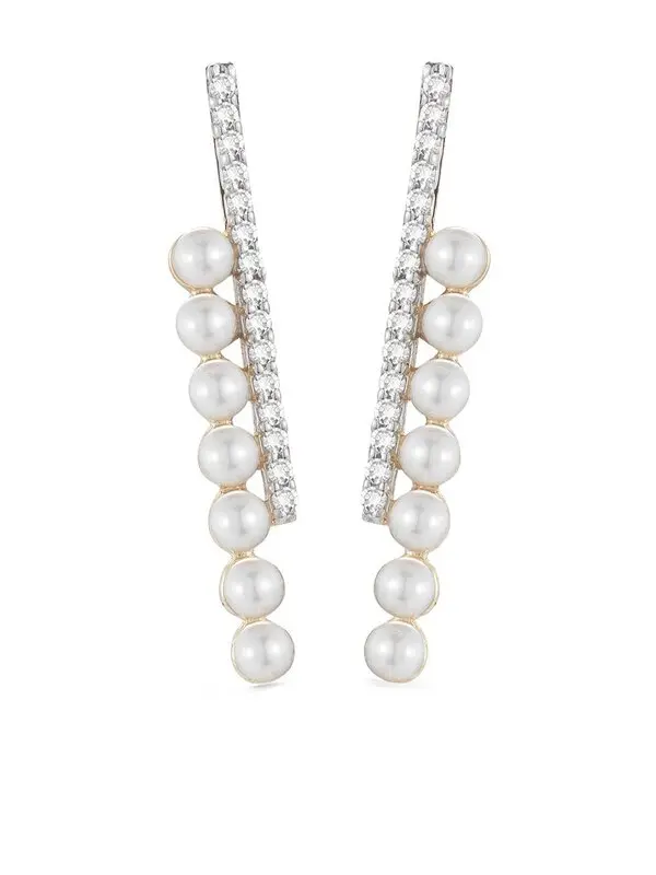 Mateo 14kt Yellow Diamond And Pearl Earrings