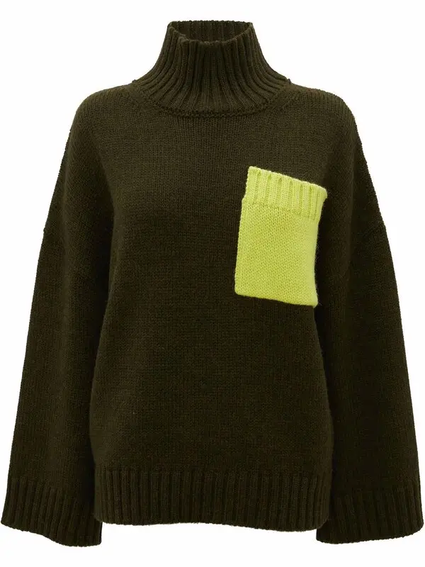 JW Anderson Patch-pocket Roll-neck Jumper - Green