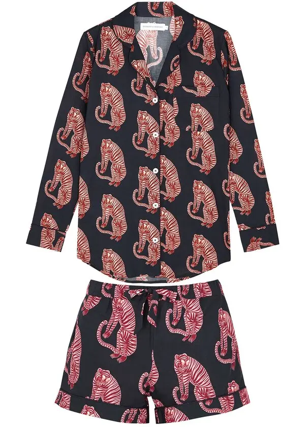 Desmond & Dempsey Sansindo Tiger Printed Pyjama Set
