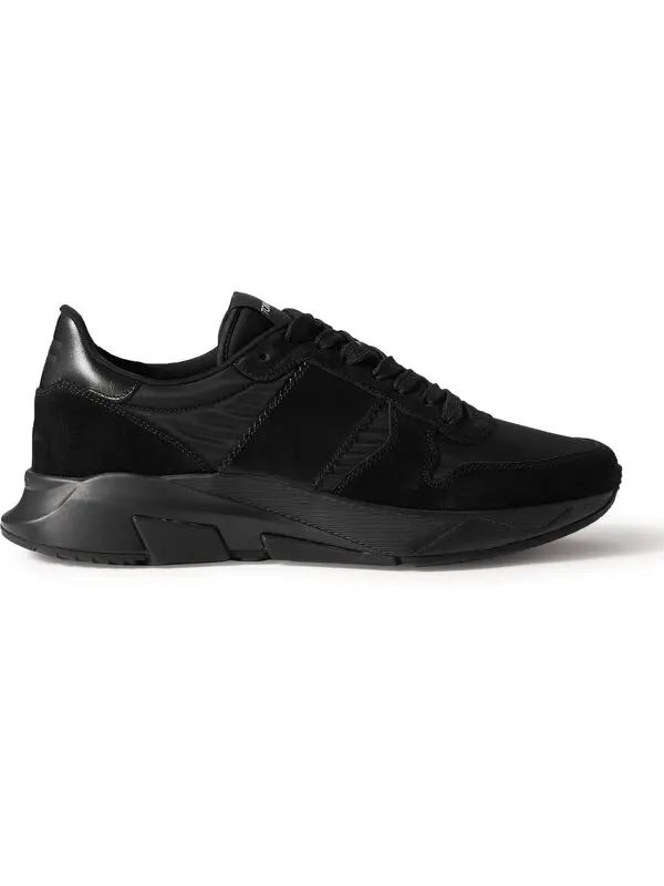 Tom Ford Jagga Leather-Trimmed Nylon And Suede Sneakers In Black