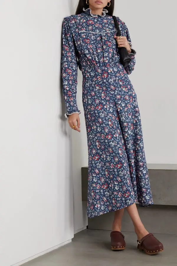 floral poplin lace midi dress Marchesa Notte Midi A-Line Dress main image 1