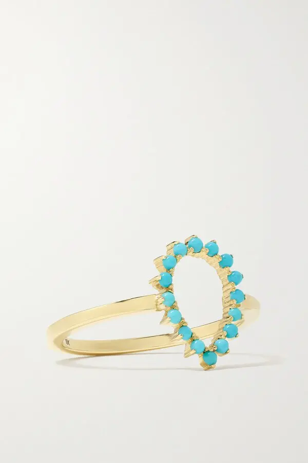 JENNIFER MEYER Open Teardrop 18-karat Turquoise Ring