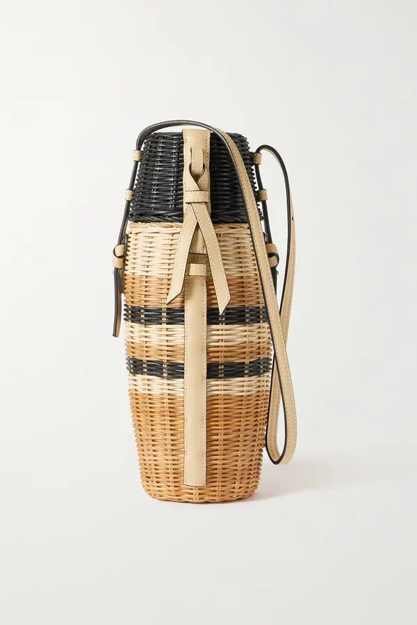 Ulla Johnson Meadow Leather-Trimmed Rattan Bottle Bag In Neutrals