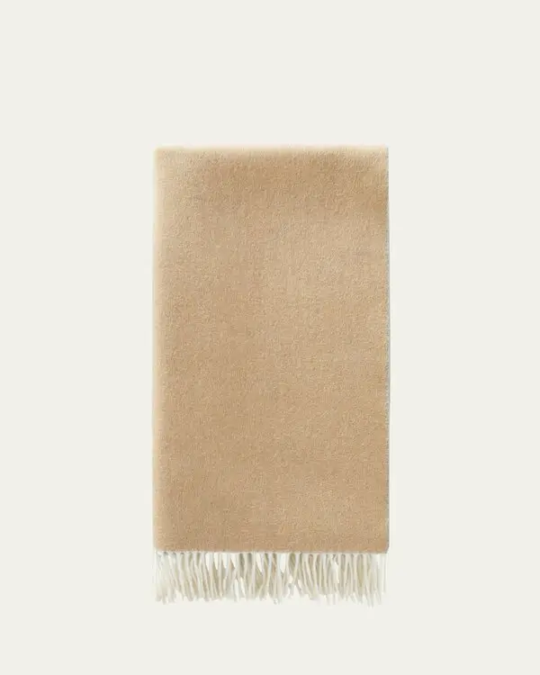 Loro Piana Cashmere Sciarpa Two-tone Fringe-trim Scarf - Camel