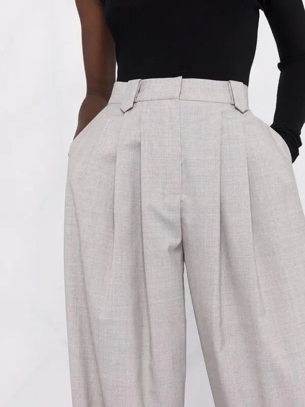 Magda Butrym Relaxed Tapered-Fit Wool Trousers Grey Editorialist
