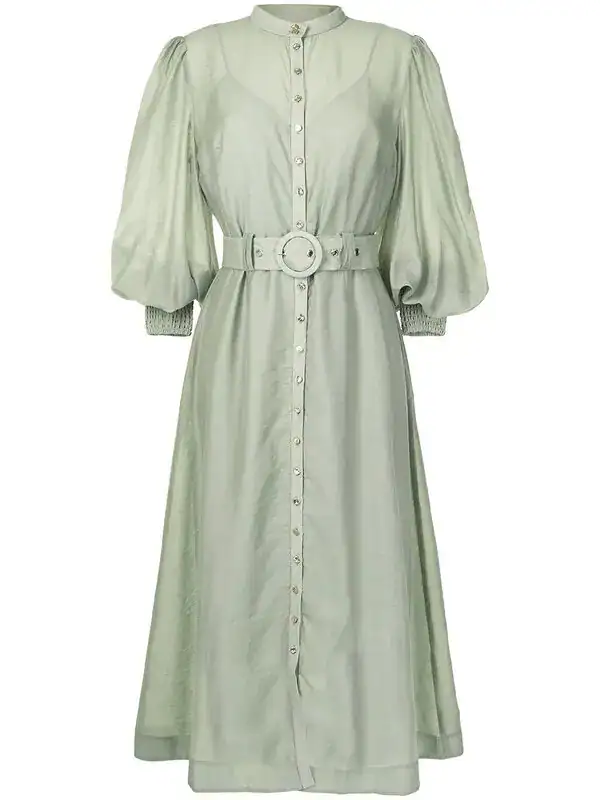 Keepsake The Label Belted Balloon-Sleeves Dress In Green - 50% Off |  Editorialist