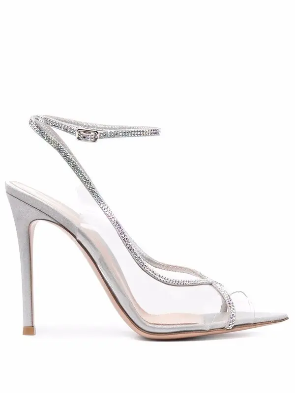GIANVITO ROSSI Crystelle 105mm Sandals - Silver