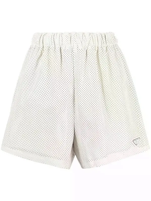 Prada High-waisted Logo-plaque Shorts