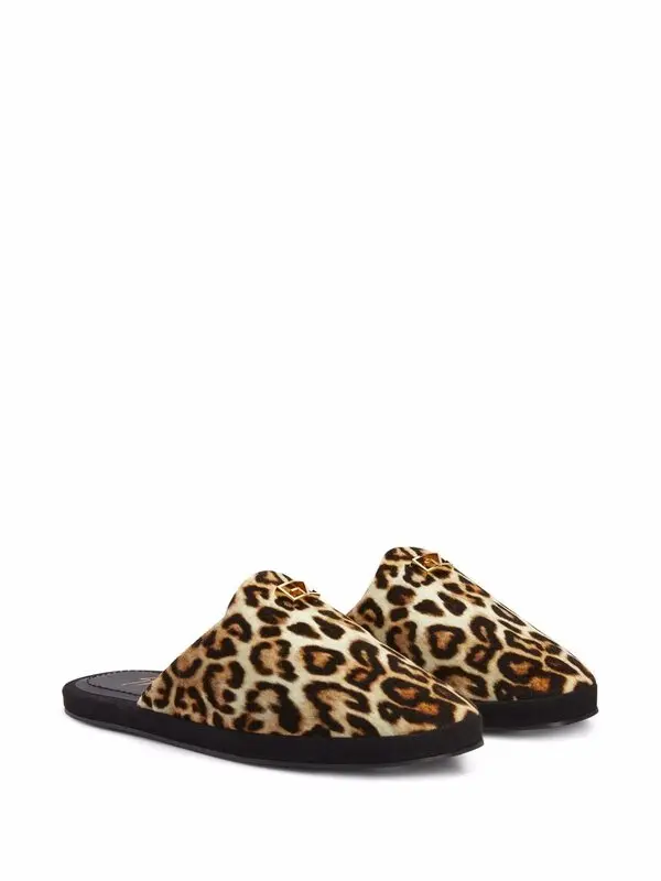 GIUSEPPE ZANOTTI Domitille Leopard-print Slippers