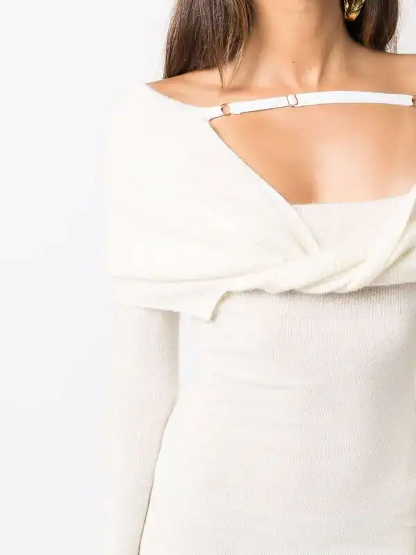 Jacquemus Long-Sleeve Ribbed-Knit Dress - Neutrals | Editorialist