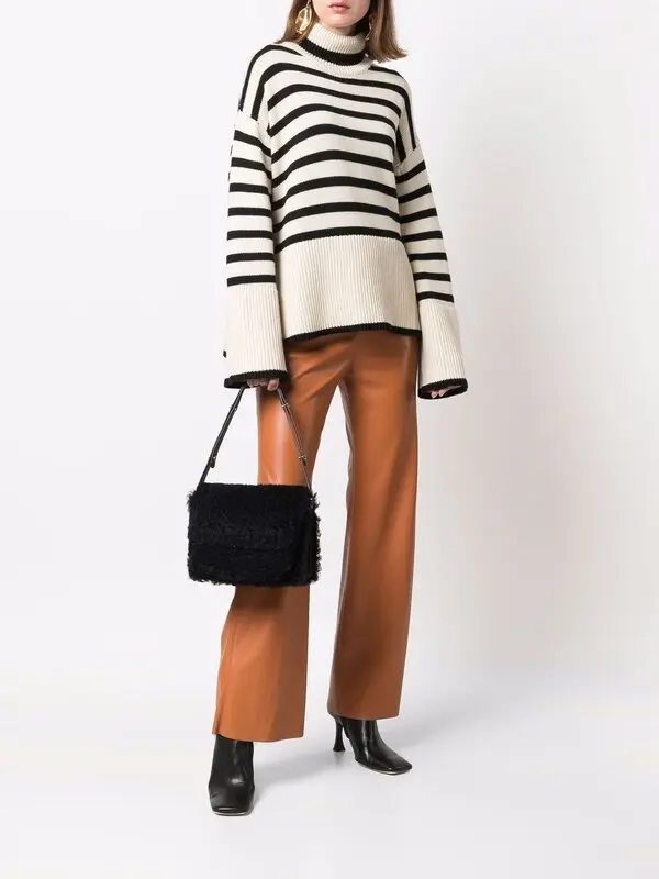 Marni Blue Shearling Women Bag Marni Shearling Leather-trimmed Tote Bag In Blue | ModeSens main image 4