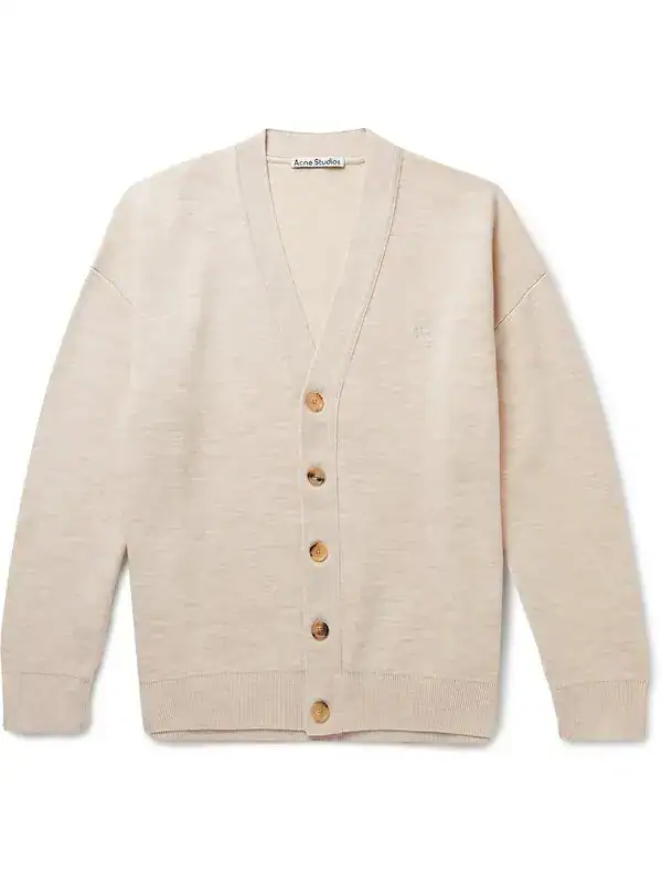 Acne Studios Logo-Embroidered Wool And Cotton-Blend Cardigan Xl In 