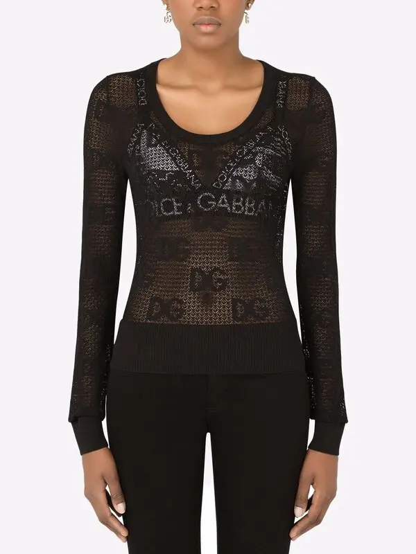 Dolce & Gabbana Lace-stitch Jumper With Dg Logo