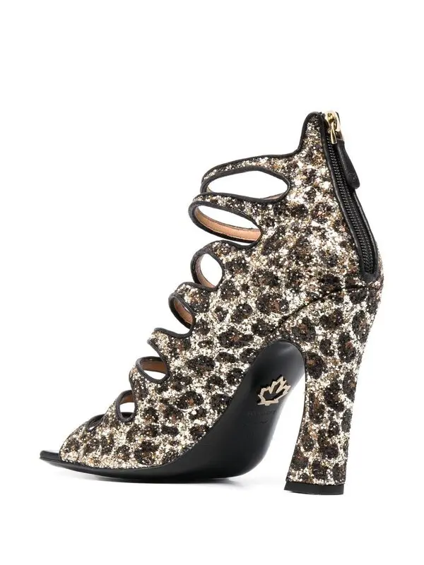 Dsquared2 Glitter-embellished Leopard-print Sandals - Brown