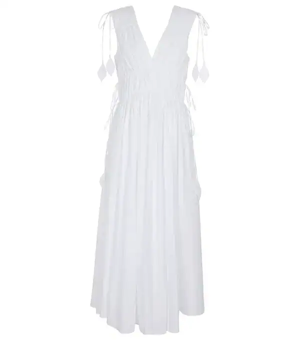 Tory Burch Smocked Cotton Poplin Maxi Dress In White - 40% Off |  Editorialist