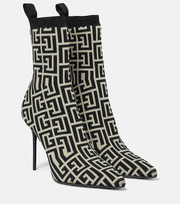 Balmain Skye Printed Sock Boots - Beige