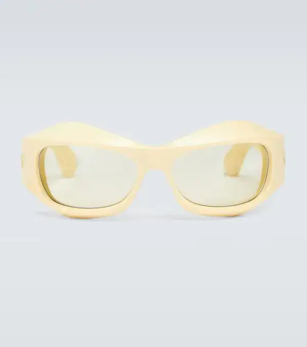Bottega Veneta Wrap-Around Acetate Sunglasses - Yellow  display picture 2