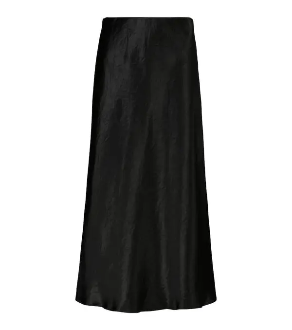 Max Mara Alessio Satin Midi Skirt - Black