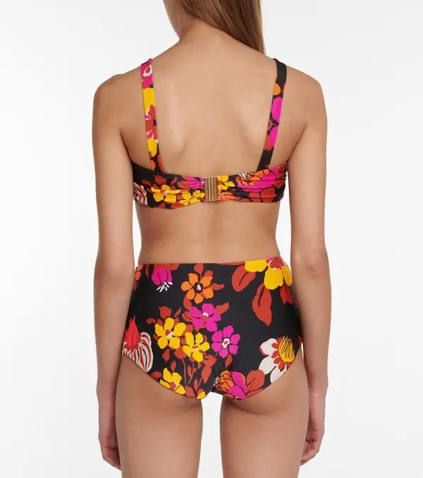 Saint Laurent Floral High-Rise Bikini Black Editorialist