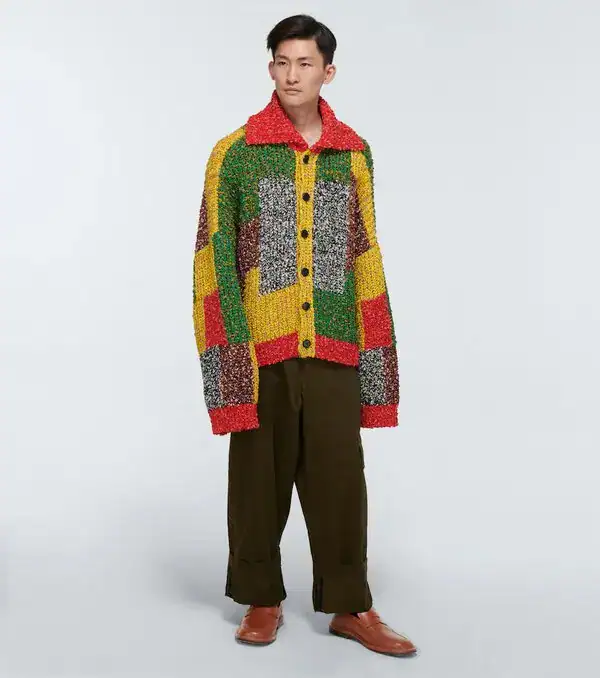 Jw Anderson Anchor Patchwork Cardigan In Multicoloured - 60% Off