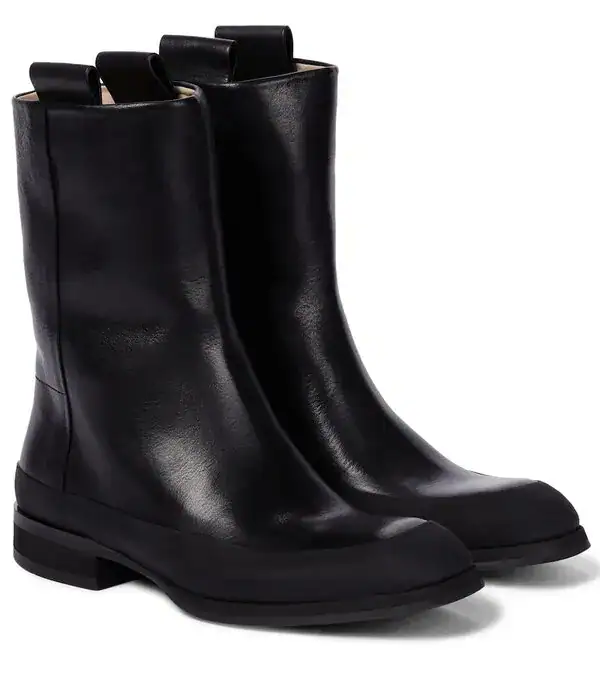 The Row Grunge Leather Boots - Black | Editorialist