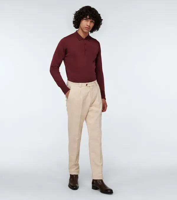 John Smedley Cotswold Long-Sleeved Polo Shirt In Red - 30% Off